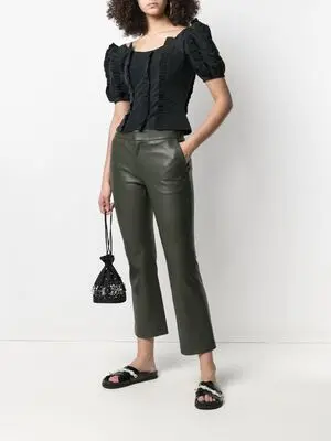 Red Valentino Cropped Leather Trousers