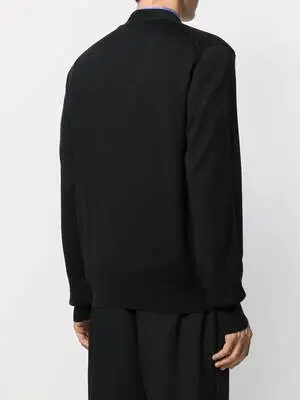 Play Comme Des Garcon Heart Logo V-neck Cardigan - Black