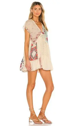 Free People Mended With Scarves Mini Dress In Ivory