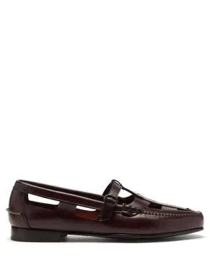 Hereu Hereu - Nestra Woven Leather Loafers - Mens - Burgundy - Burgundy
