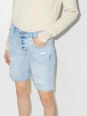 FRAME Le Slouch Distressed Bermuda Shorts