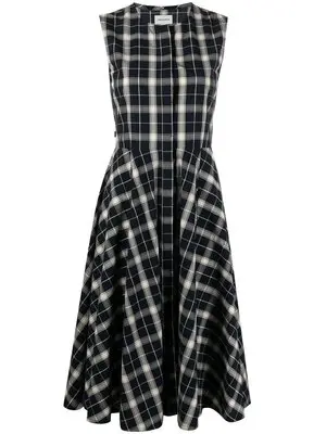 Woolrich Check Flared Midi Dress - Blue