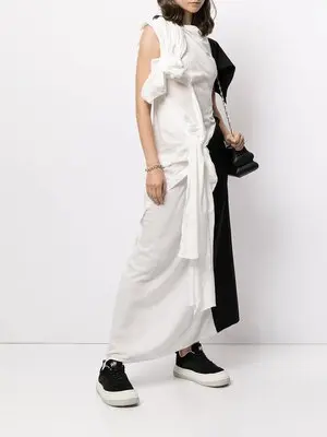 Yohji Yamamoto Colour-block Asymmetric Maxi Dress