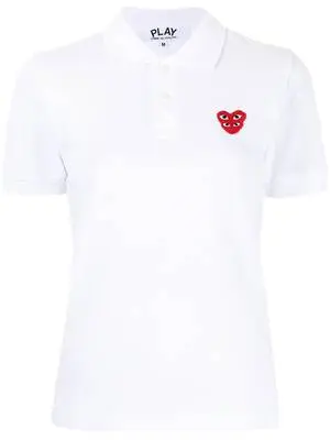 Play Comme Des Garcon Logo-patch Polo Shirt - White