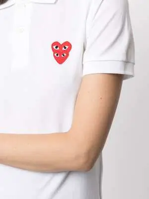 Play Comme Des Garcon Logo-patch Polo Shirt - White