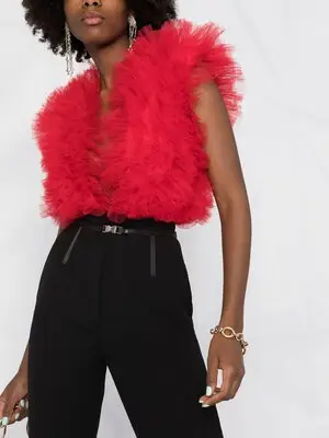 Alchemy Fashions X Lia Aram Ruffled-trim Bodysuit - Red