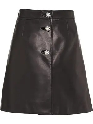 Miu Miu Floral-button Leather Skirt