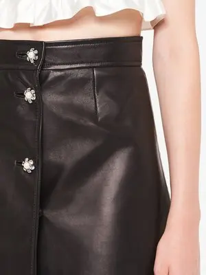 Miu Miu Floral-button Leather Skirt
