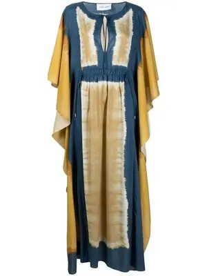 Alberta Ferretti Abstract-print Drawstring Kaftan - Blue