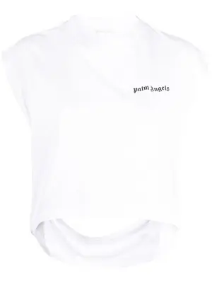 Palm Angels Logo-print Cut-out Tank Top - White