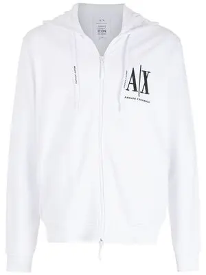 Armani Exchange Logo-embroidered Drawstring Hoodie - White