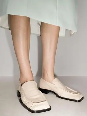 Jil Sander Nikky Square-Toe Loafers - Neutrals | Editorialist
