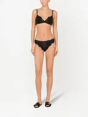 Dolce & Gabbana Lace-trim Satin Thong
