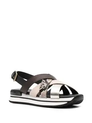 Hogan Colour Block Cross Strap Sandals