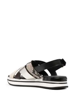 Hogan Colour Block Cross Strap Sandals
