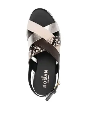 Hogan Colour Block Cross Strap Sandals