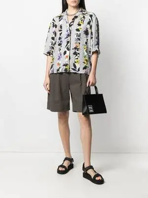 Off-White Striped Floral Bowling Shirt