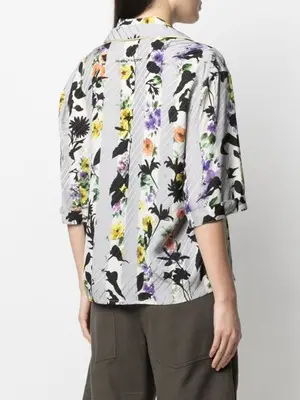 Off-White Striped Floral Bowling Shirt