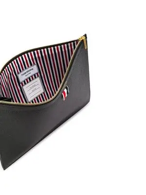 Thom Browne Grosgrain Ribbon-trim Pouch - Black