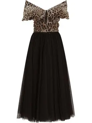 Dolce & Gabbana Leopard Print-paneled Tulle Gown