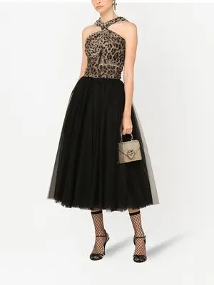 Dolce & Gabbana Leopard Print-paneled Tulle Gown