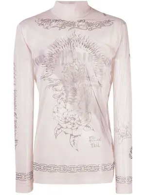 Givenchy Graphic-print High Neck T-shirt - Neutrals