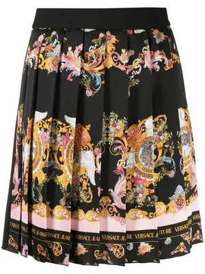 Versace Rococo Print Pleated Skirt