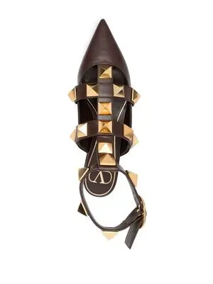 Valentino Garavani Rockstud Detail Pointed-toe Pumps - Brown