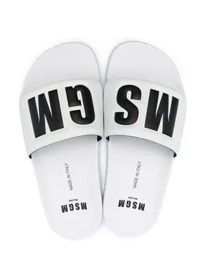 MSGM Logo-print Slides - White