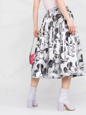 Comme Des Garçons Mickey Mouse Print Pleated Skirt