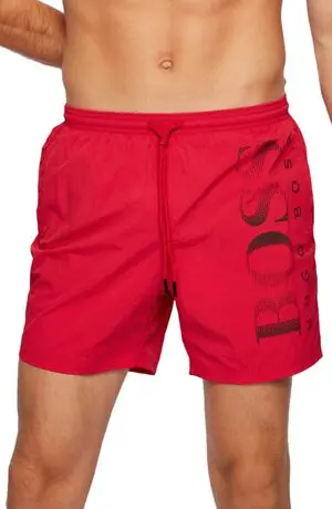 BOSS Men's Boss Octopus Nylon Swim Trunks Pink