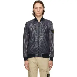 Stone Island Stone Island Black Packable Lucido-TC Bomber Jacket - V0020 Navy