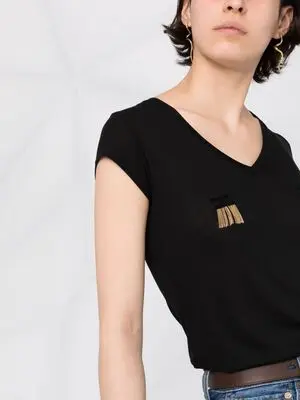 Elisabetta Franchi Sequin-embellished V-neck T-shirt