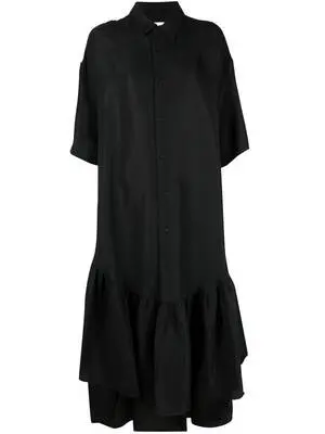 Ami Ruffled Hem Shirt Dress
