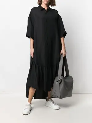 Ami Ruffled Hem Shirt Dress