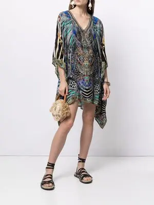 Camilla Animal Army-print Kaftan Dress