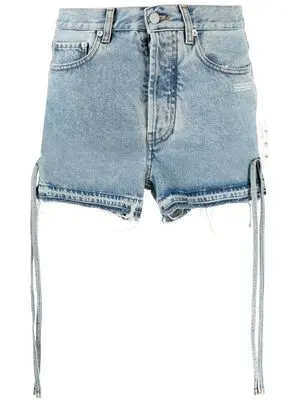 Off-White Side Tie Denim Shorts - Blue