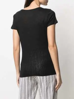Majestic Filatures Scoop Neck Linen-blend T-shirt - Black
