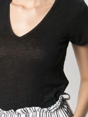 Majestic Filatures Scoop Neck Linen-blend T-shirt - Black