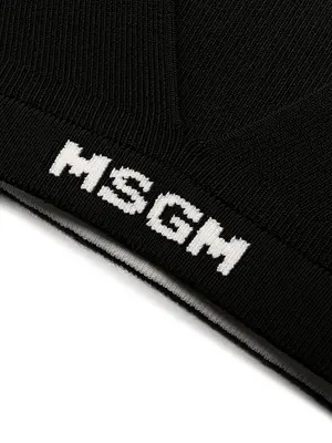 MSGM Ribbed Knit Logo-hem Bra