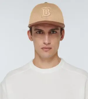 Burberry Monogrammed Cashmere Baseball Cap