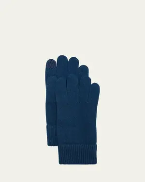 Bergdorf Goodman Cashmere Touchscreen Gloves - Blue