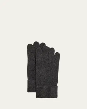 Bergdorf Goodman Bergdorf Goodman Cashmere Touchscreen Gloves Charcoal