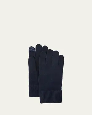 Bergdorf Goodman Cashmere Touchscreen Gloves - Navy