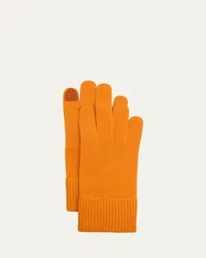Bergdorf Goodman Bergdorf Goodman Cashmere Touchscreen Gloves Orange
