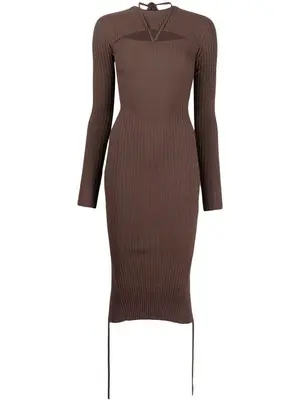 ANDREĀDAMO Cut-out Fitted Knitted Dress