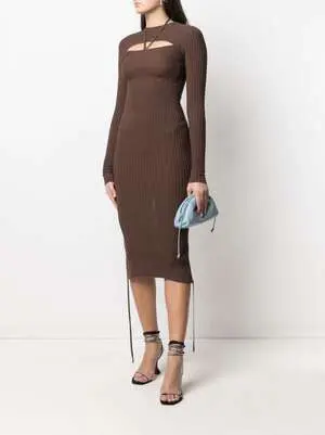 ANDREĀDAMO Cut-out Fitted Knitted Dress