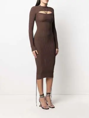 ANDREĀDAMO Cut-out Fitted Knitted Dress