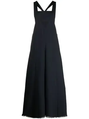 AMBUSH Black Virgin Wool-blend Racerback Wide-leg Jumpsuit
