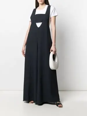 AMBUSH Black Virgin Wool-blend Racerback Wide-leg Jumpsuit